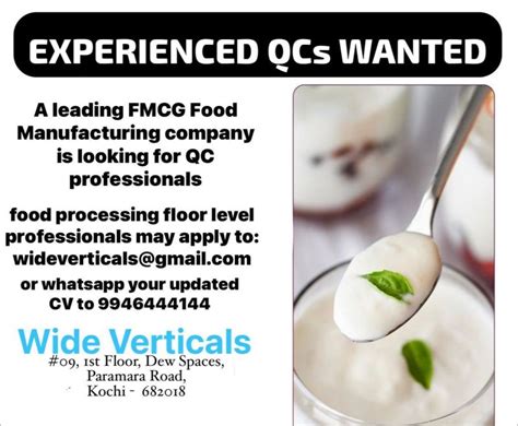 Jobs Food Dairy Kerala Experienced Openings Dairyproducts