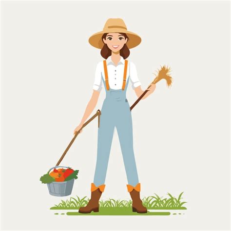 Premium Vector Female Farmer Vector On White Background
