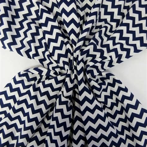 Cotton Fabric Zig Zag Stripes Navy White Fabric Land