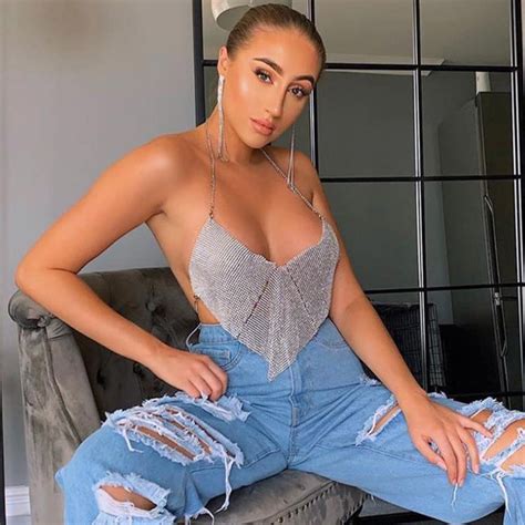 Women Sexy Shiny Rhinestone Crop Top Halter Deep V Neck Backless Metal