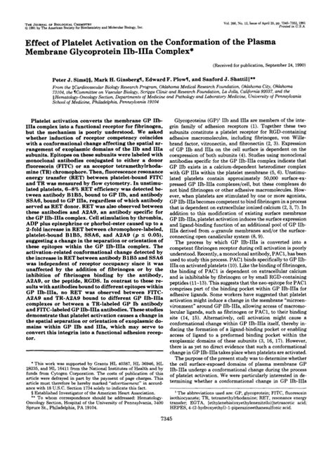 Pdf Effect Of Platelet Activation On The Conformation Of The Plasma