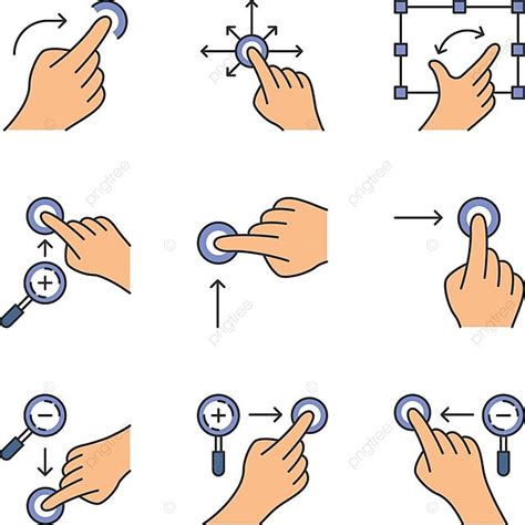Touchscreen Gestures Color Icons Set Design Finger User Vector Design Finger User Png And