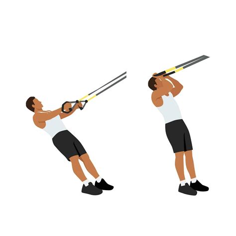 Man Doing Trx Suspension Strap Bicep Curls Exercise Flat Vector