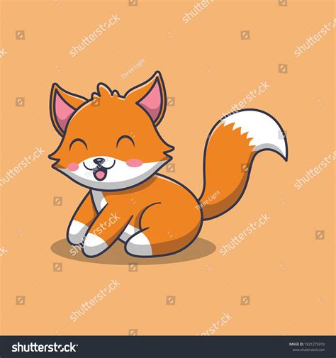 Cute Fox Sitting Cartoon Illustration Stock Vector Royalty Free
