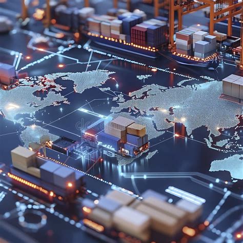 Global Trade Network Illuminated With Real Time Shipping Data Stock