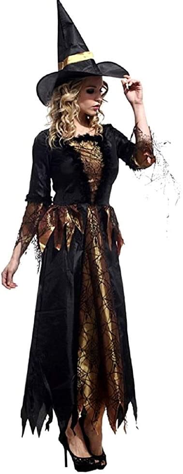 Kiralove Witch Costume Spider Webs Woman Disguises Halloween