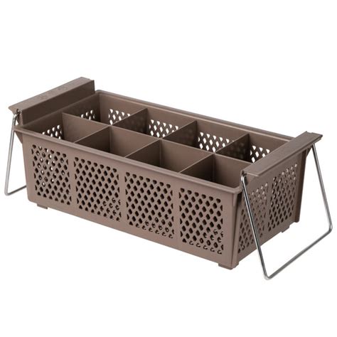 Noble Products 8 Compartment Half Size Brown Flatware Rack With Handles