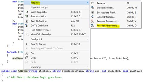 Visual Studio Tips Tricks Remove Parameters And Reorder Parameters