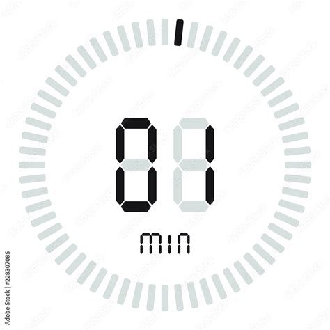 The Digital Timer 1 Minute Electronic Stopwatch With A Gradient Dial Starting Vector Icon