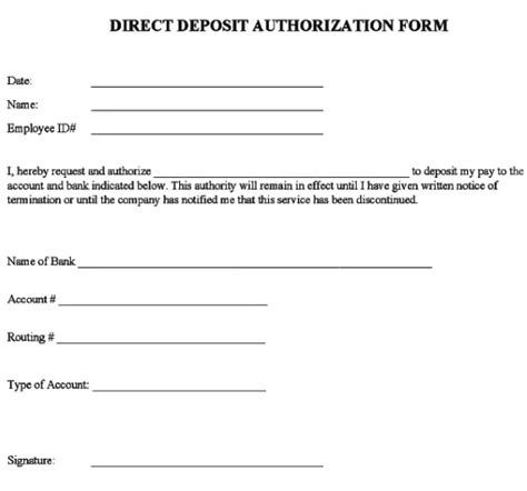 Free Direct Deposit Authorization Form Pdf Word Eform
