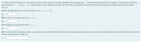 Solved An Infinite Slab With Thickness 2c Has Uniform Chegg