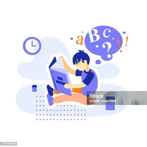 바닥에 앉아 있는 아이 독서 호기심 많은 아이 유치원 교육 재미있는 학습 공부에 대한 스톡 벡터 아트 및 기타 이미지 공부