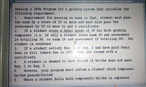 Solved Develop A Java Program For A Grading System That
