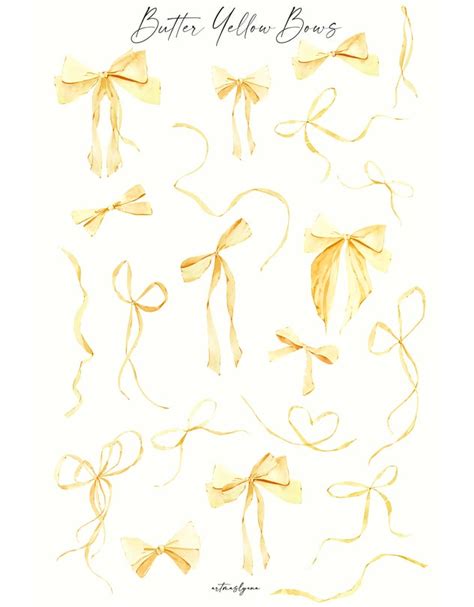 Watercolor Pastel Yellow Bows Objects Ft Bows And Ribbon Envato