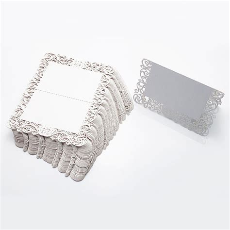 Badu Bg 50 бр Дантелени картички с имена и места Лазерно изрязани партита за рожден ден