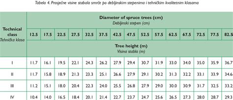 Average Spruce Tree Height Per Diameter Degrees For Different Technical Average Spruce Tree Height Per Diameter Degrees For Different Technical
