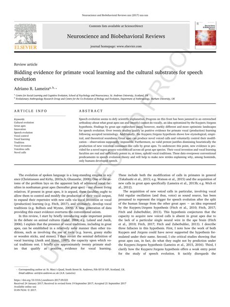Pdf Bidding Evidence For Primate Vocal Learning And The Cultural Substrates For Speech Evolution