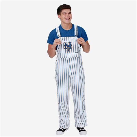 New York Mets Mens Pinstripe Bib Overalls Foco