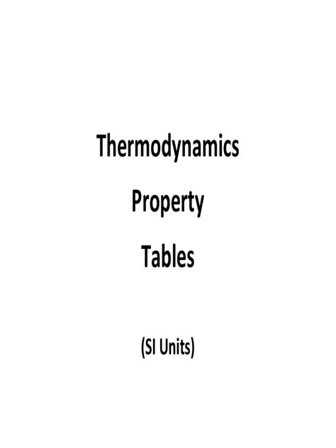 Thermodynamics Property Tables Si Pdf