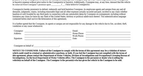 Vehicle Consignment Agreement Form ≡ Fill Out Pdf Forms