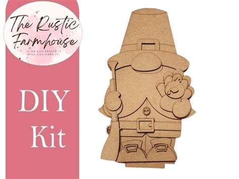 Standing Gnome Pilgrim With Shotgun And Turkey Diy Shelf Siitter