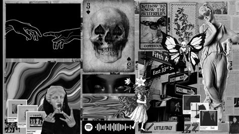 Gothic Black And White Aesthetic Wallpaper Collage Dark Desktop