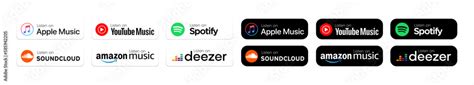 Popular Music Streaming Services Listen On Badges Set Apple Music