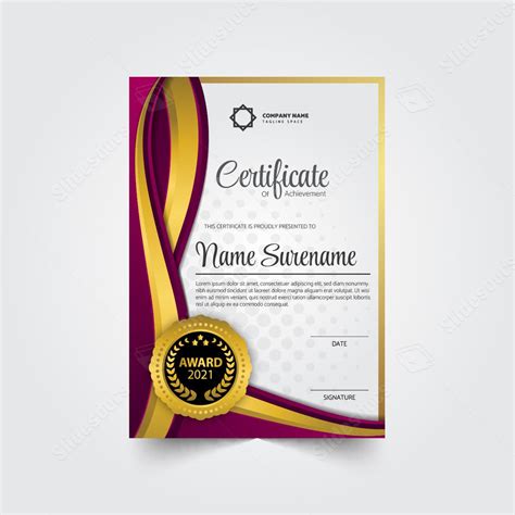 Purple Certificate Border Signature Modern Pattern Word Template And