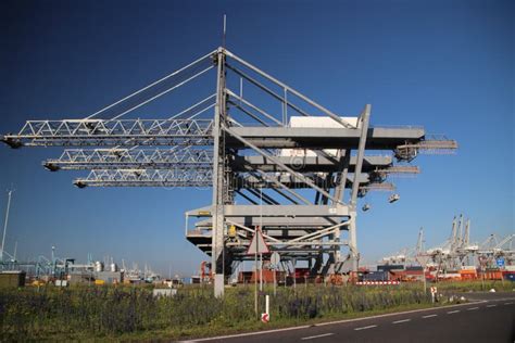 Cranes Of The Ect Container Terminal On The Maasvlakte In The Port Of Cranes Of The Ect Container Terminal On The Maasvlakte In The Port Of