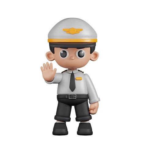 Premium Psd 3d Character Pilot Doing The Stop Sign Pose