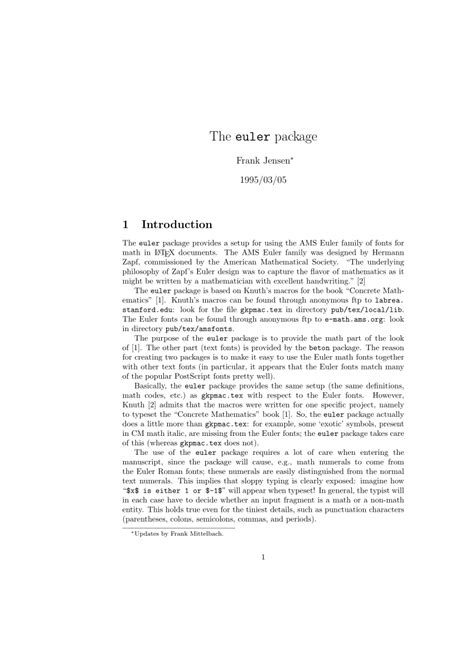 Pdf The Euler Package