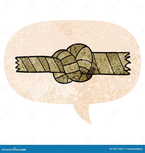 A Creative Cartoon Knotted Rope And Speech Bubble In Retro Textured