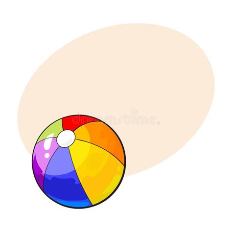 Rainbow Colored Open Beach Umbrella Sketch Style Vector Illustration