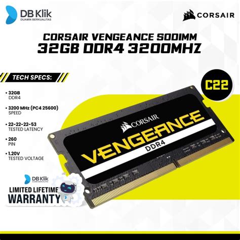 Ram Corsair Vengeance Ddr4 32gb 3200mhz Sodimm Cmsx32gx4m1a3200c22