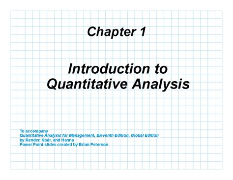 Introduction To Quantitative Analysis Chapter 1 To Accompany