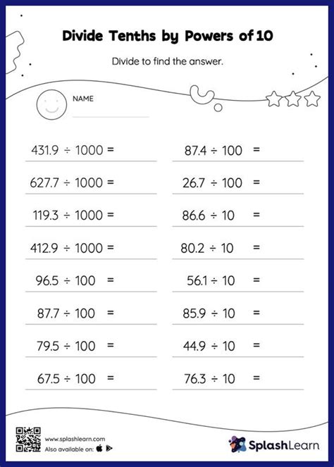 Free Multiplying And Dividing Decimals By Powers Of 10 Worksheet