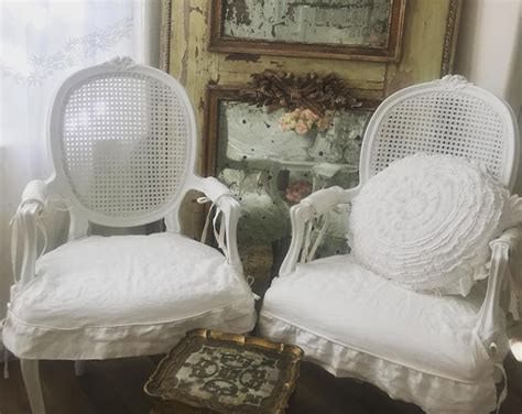 Rachel Ashwell Shabby Chic Couture Darcy Arm Chair Linen Slipcover Set