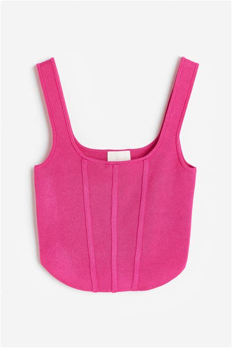 Fine Knit Corset Top Cerise Ladies Handm Gb