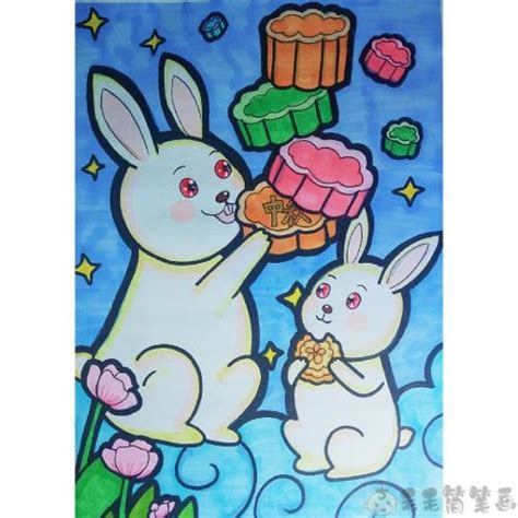中秋节儿童绘画图片大全 毛毛简笔画
