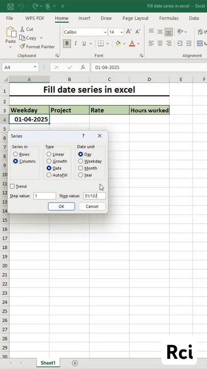 Fill Date Series In Excel 💯 Exceltutorial Exceltips Exceltricks
