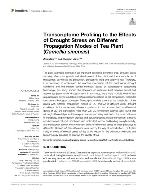 Pdf Transcriptome Profiling To The Effects Of Drought Stress On