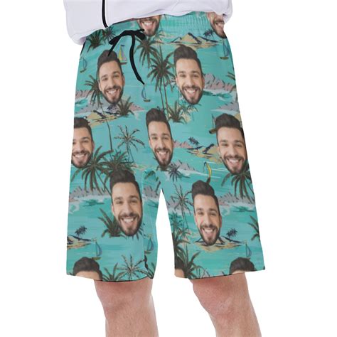 Palm Tree Island Hawaiian Swim Trunks For Men Vinco Hawaiian Shirts