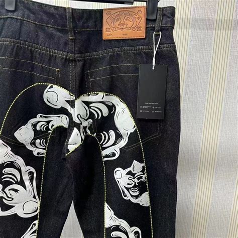 Evisu กางเกงยีนส ์ ใหม ่ Fushen แบรนด ์ อินเทรนด ์ ผู ้ ชายขนาดใหญ ่ และขนาดเล ็ ก Jacquard