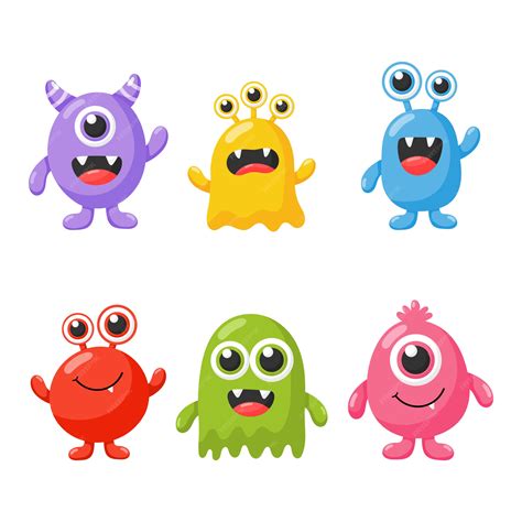 Premium Vector Set Of Cute Funny Monster Cartoon Isolated On White