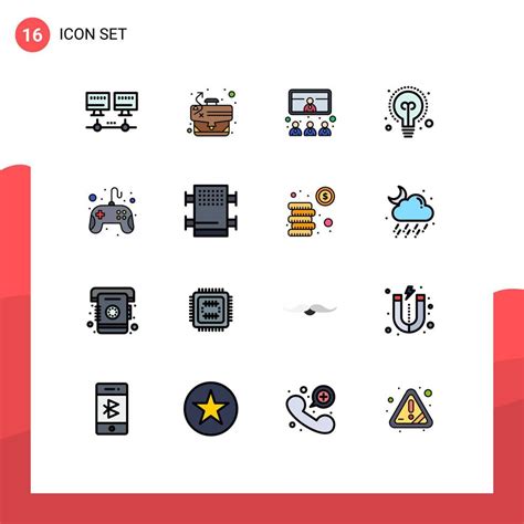 16 Flat Color Filled Line Concept For Websites Mobile And Apps Game Control Pad Conference Idea