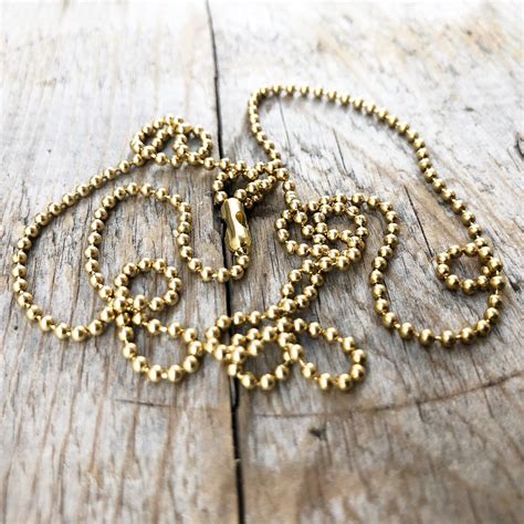 Gold Solid Brass Ball Chain Necklace 18mm Beaded Chain With Etsy
