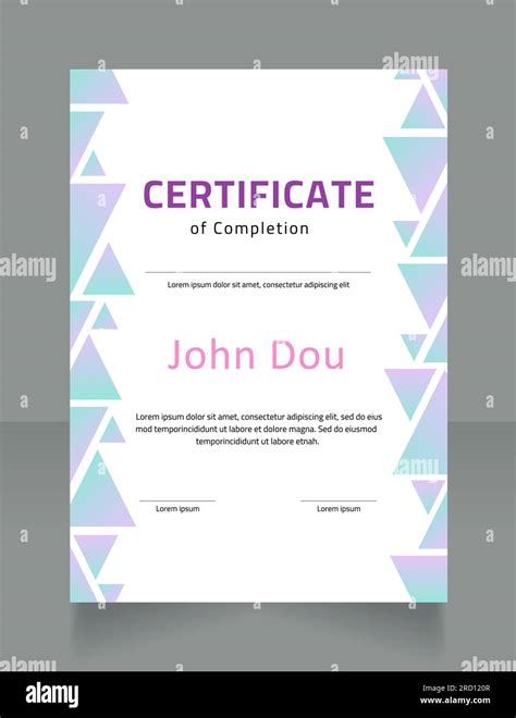 Successful Completion Of Project Certificate Design Template Stock Vector Image Art Alamy
