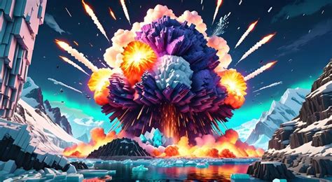 Premium Photo Nuke Explosive In Antarctica Grand Exploding Minecraft World Texture Voxel Surface
