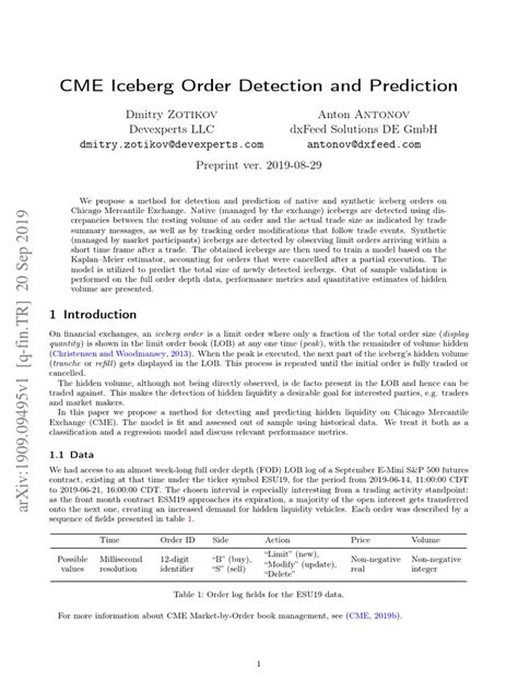 Cme Iceberg Order Detection And Prediction Pdf Statistical