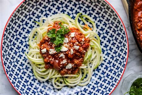 Beef Bolognese Recipe With Zucchini Noodles Savory Thoughts